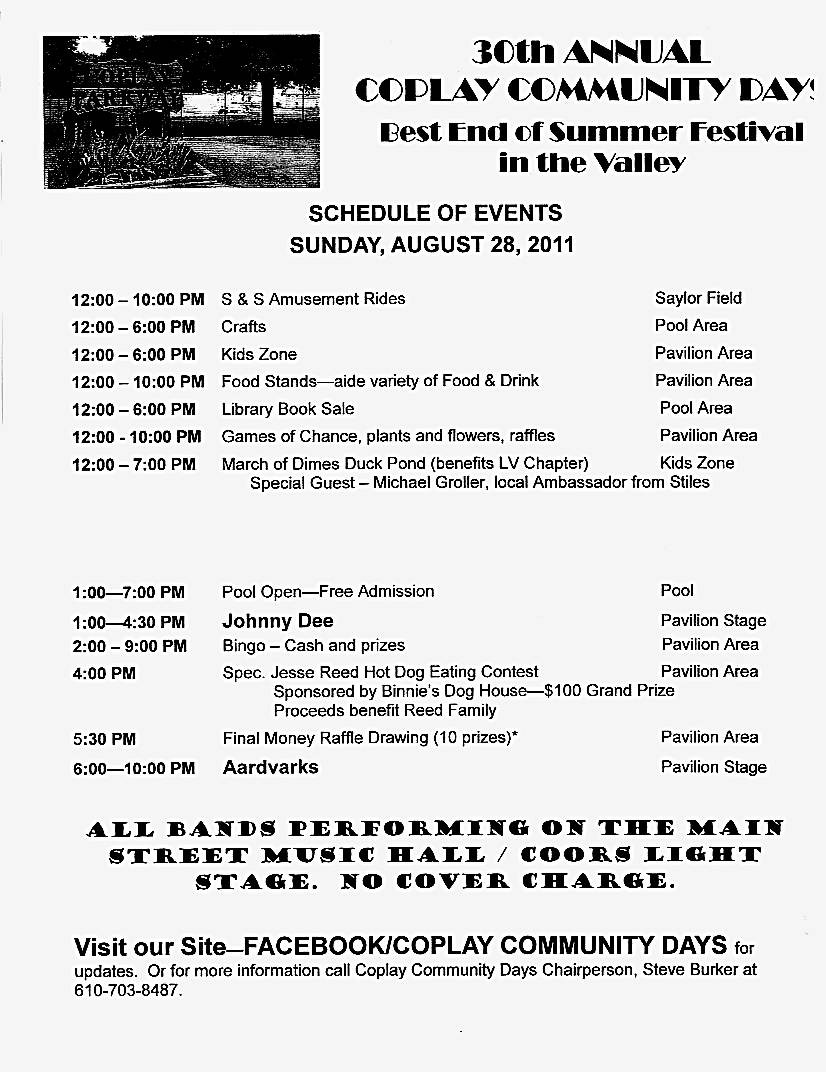 Coplay First Coplay Last & Everything in Between: COPLAY COMMUNITY DAYS ...