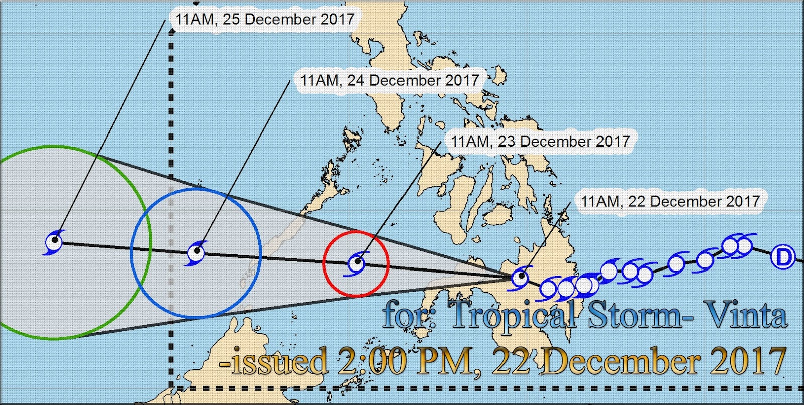 PAGASA Severe Weather Update for Tropical Storm-Vinta as of 11:00 AM ...