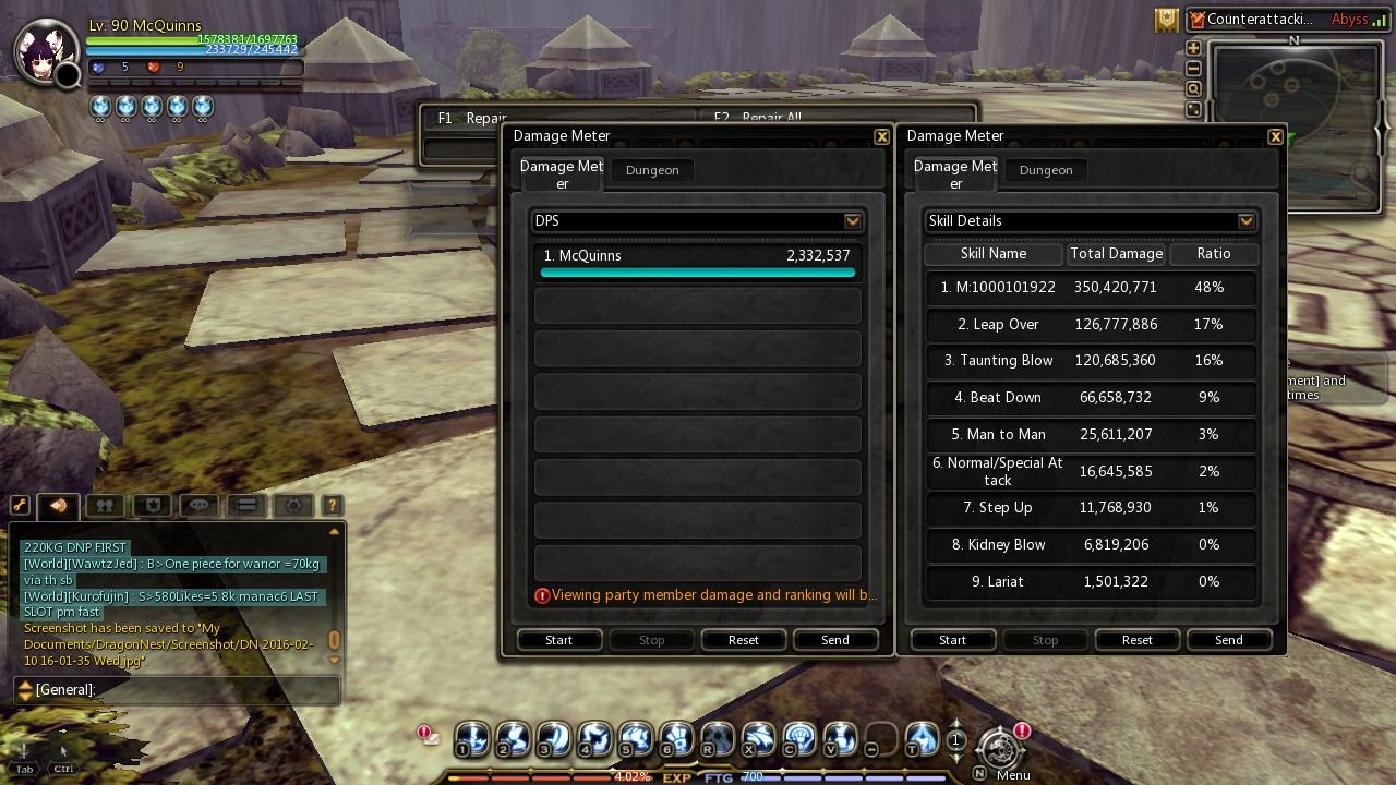 DAMAGE METER TEST: DEFENSIO VS RUINA | Dragon Nest Indonesia