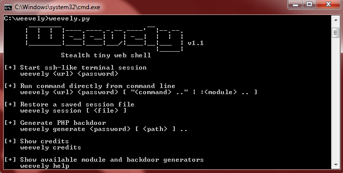 How to install weevely web-backdoor tool on Windows