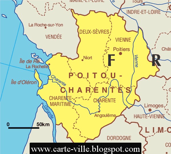 Poitou Régional Carte de la Ville | Carte Régional de la Ville Françaises