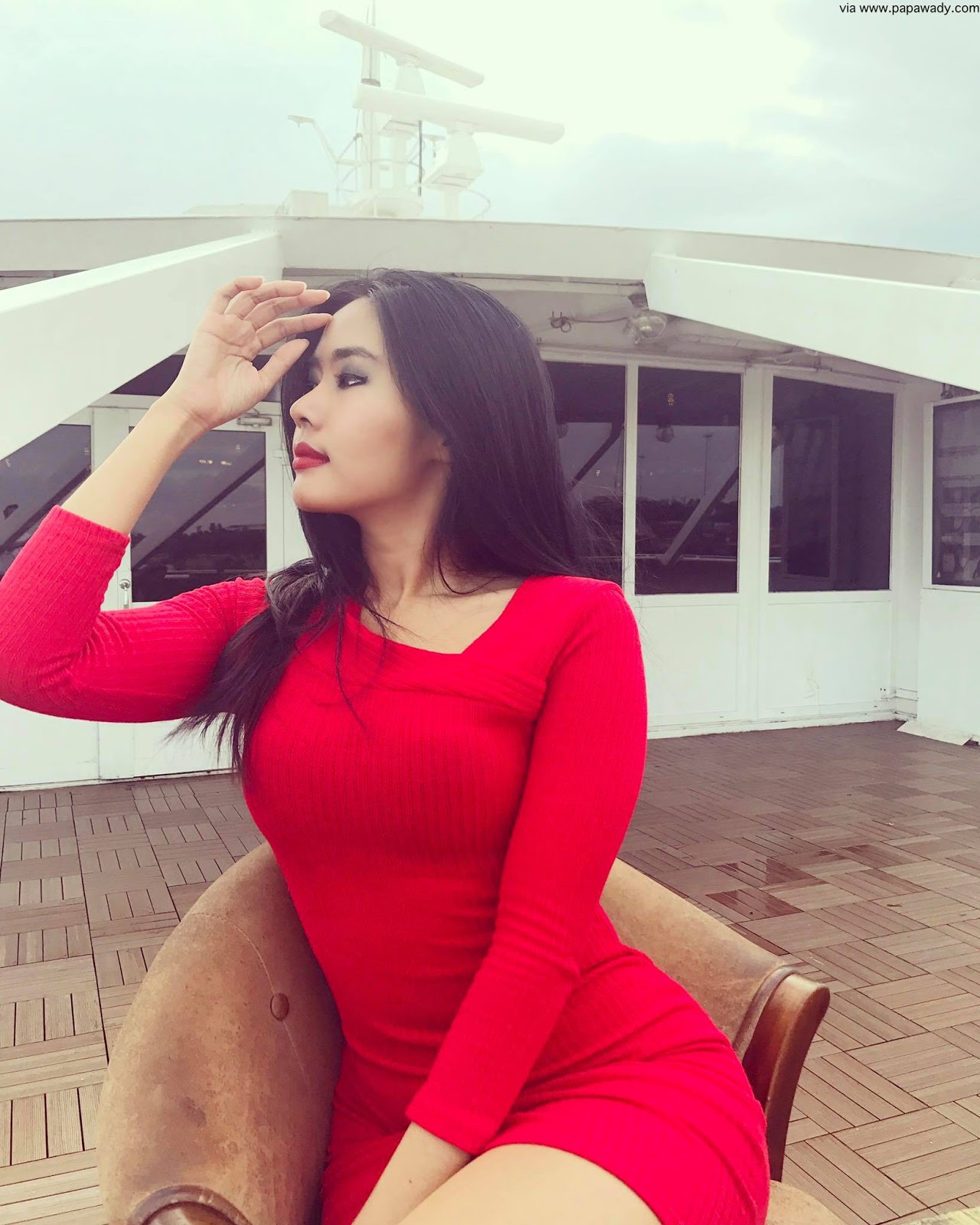 Fitness Athlete Khin Su Yee In Hot Red Fashion Outfit Papawady