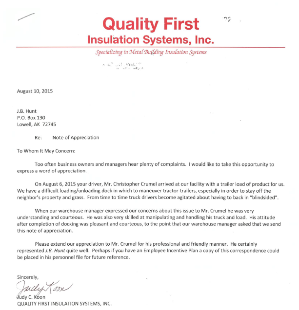 J.B. Hunt Truck Talk: A Word of Appreciation for Professional Driver ...