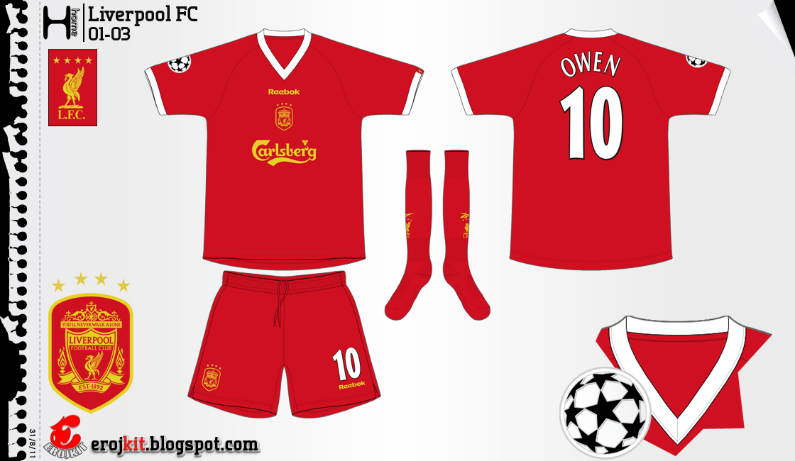 Kit Design, by eroj: 2000-02 Liverpool (Home, Away e Third)
