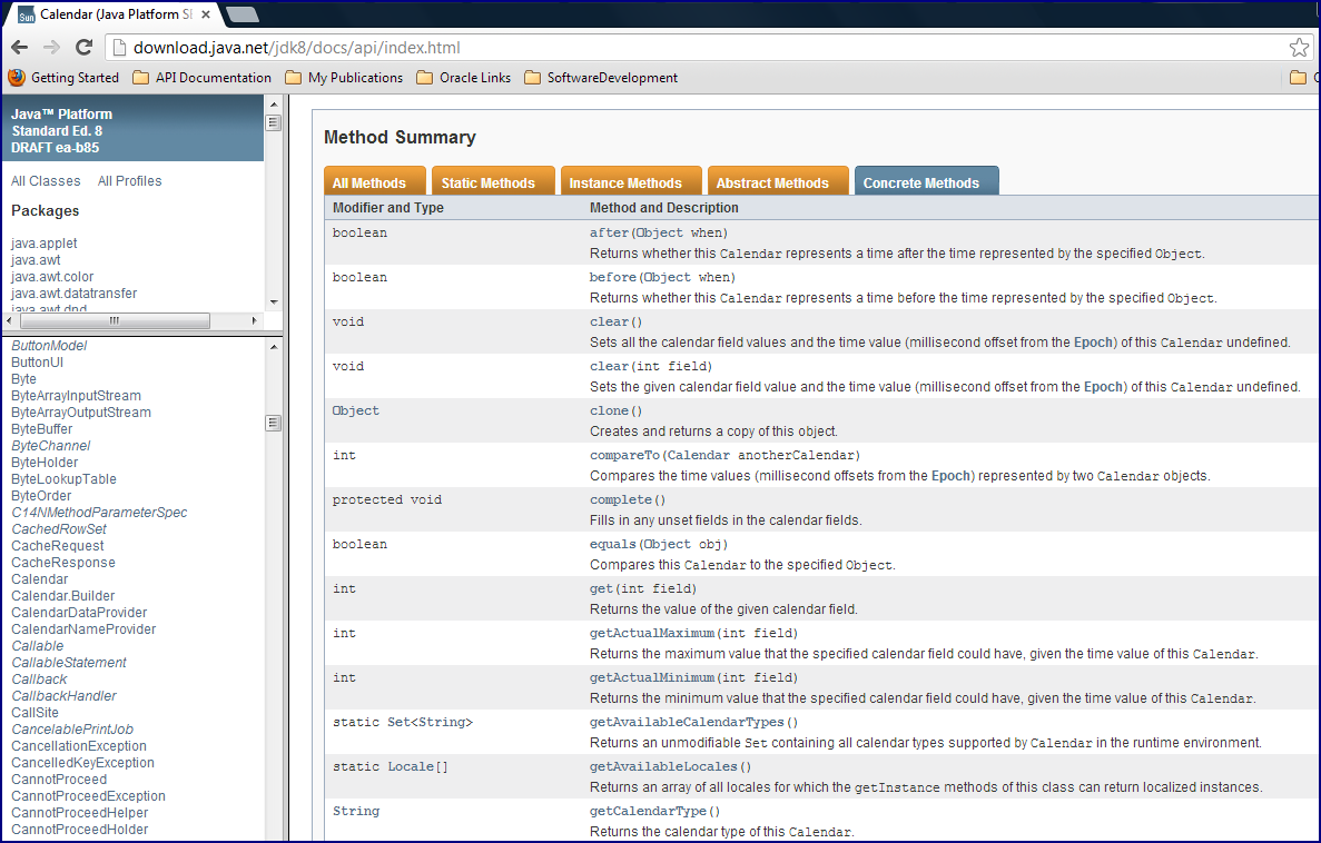 Inspired By Actual Events Jdk 8 Javadoc Tweaked For Methods Listings