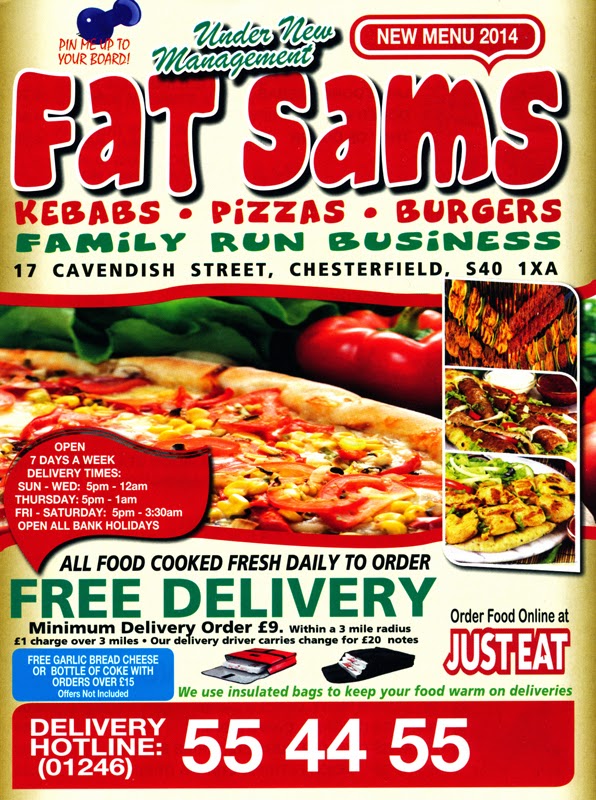 Museum of Takeaway Menu Art: Fat Sams Chesterfield 2015