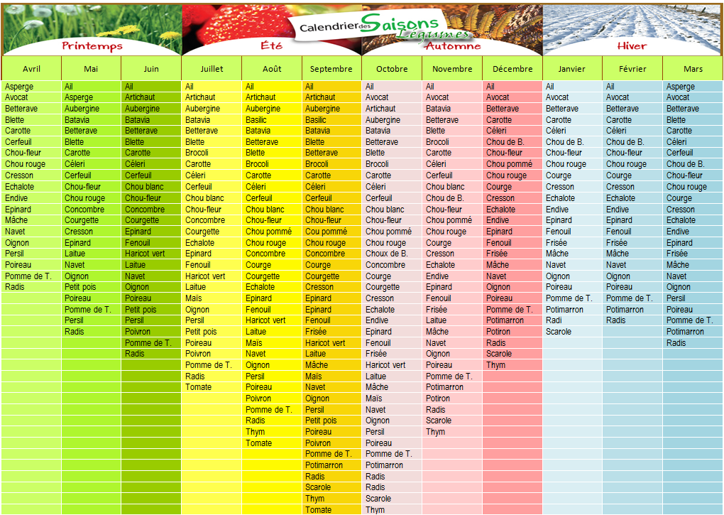 Calendrier des légumes