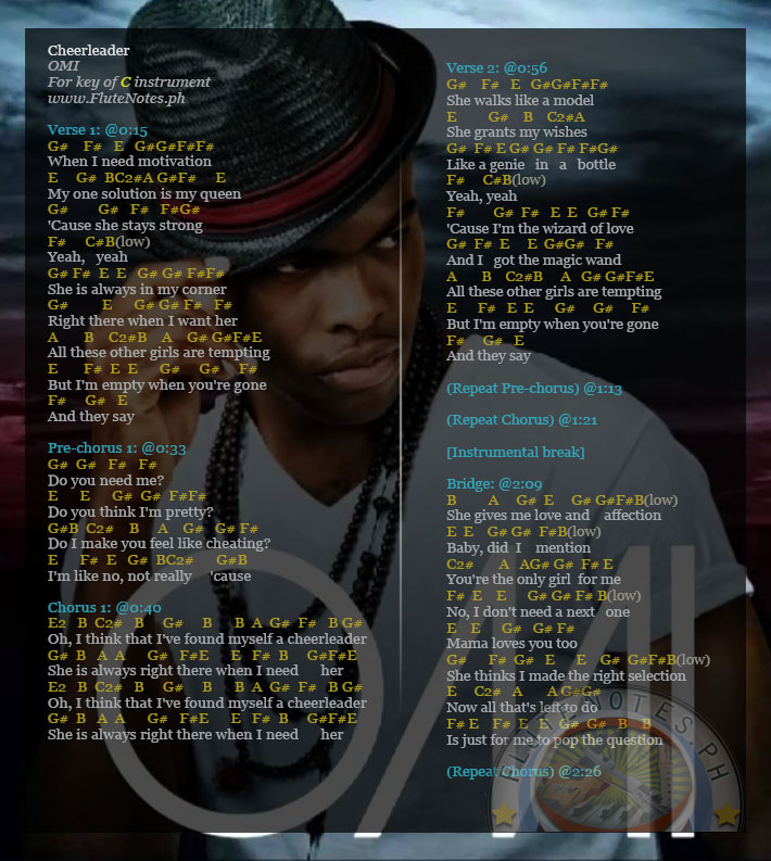 Cheerleader - OMI (Felix Jaehn Remix) Lyrics and Notes for Lyre, Violin ...