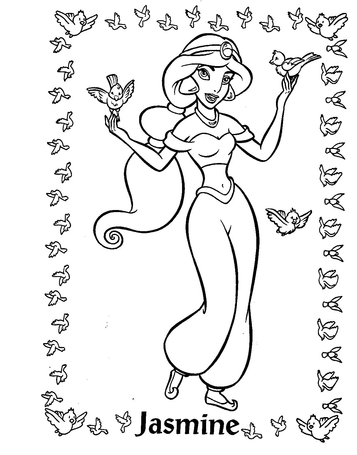 mis lindos dibujos: colorear a jasmine de aladin