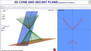 GEOGEBRA FOR ALL: 3D Cone and secante plane(Geogebra4.4 inhtml5)