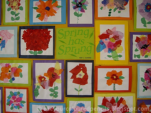Use Your Coloured Pencils: Tissue Paper Flower Collages