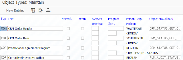 CRM status management important table | SAP Online Guides