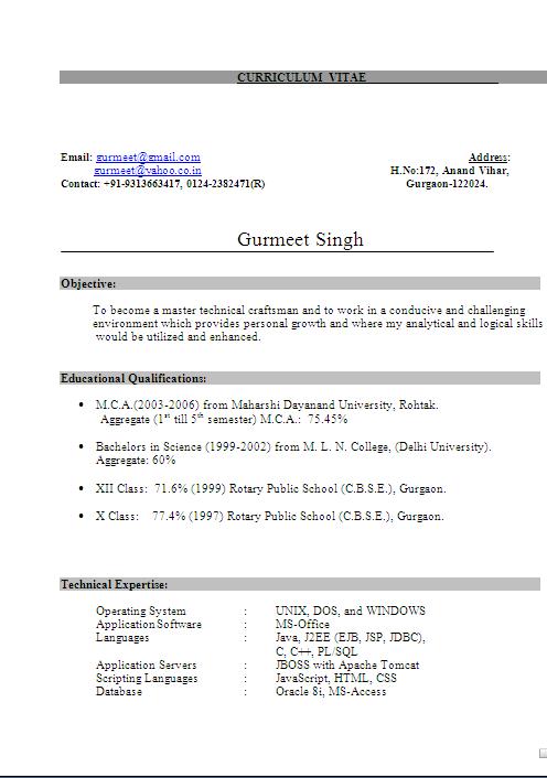 student biodata sample