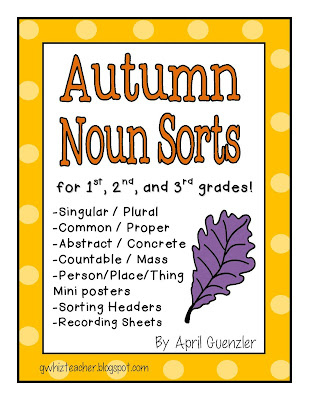 gwhizteacher: Autumn Noun Sorts