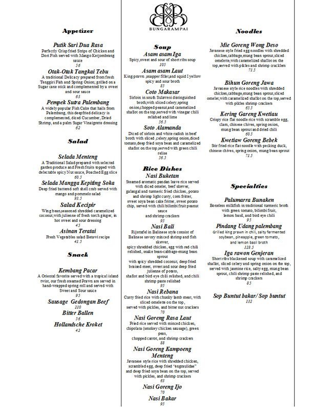 Harga Menu Bunga Rampai Bulan Ini Terbaru 2017