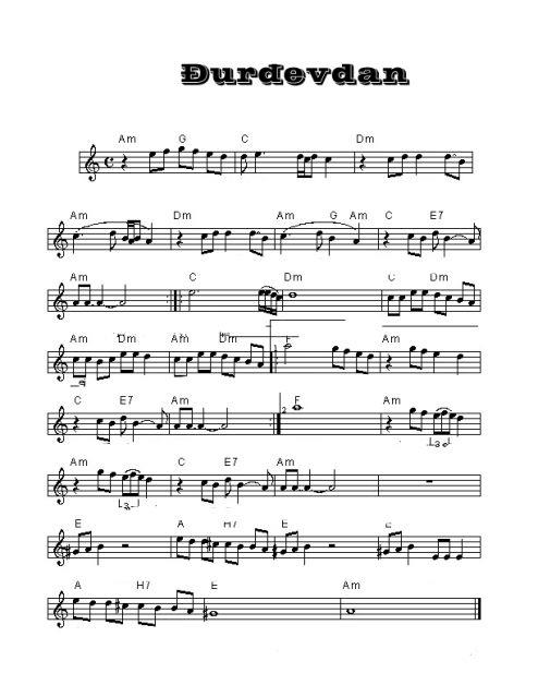 NOTE | DOMACE I STRANE: ĐURĐEVDAN TEKST NOTE AKORDI