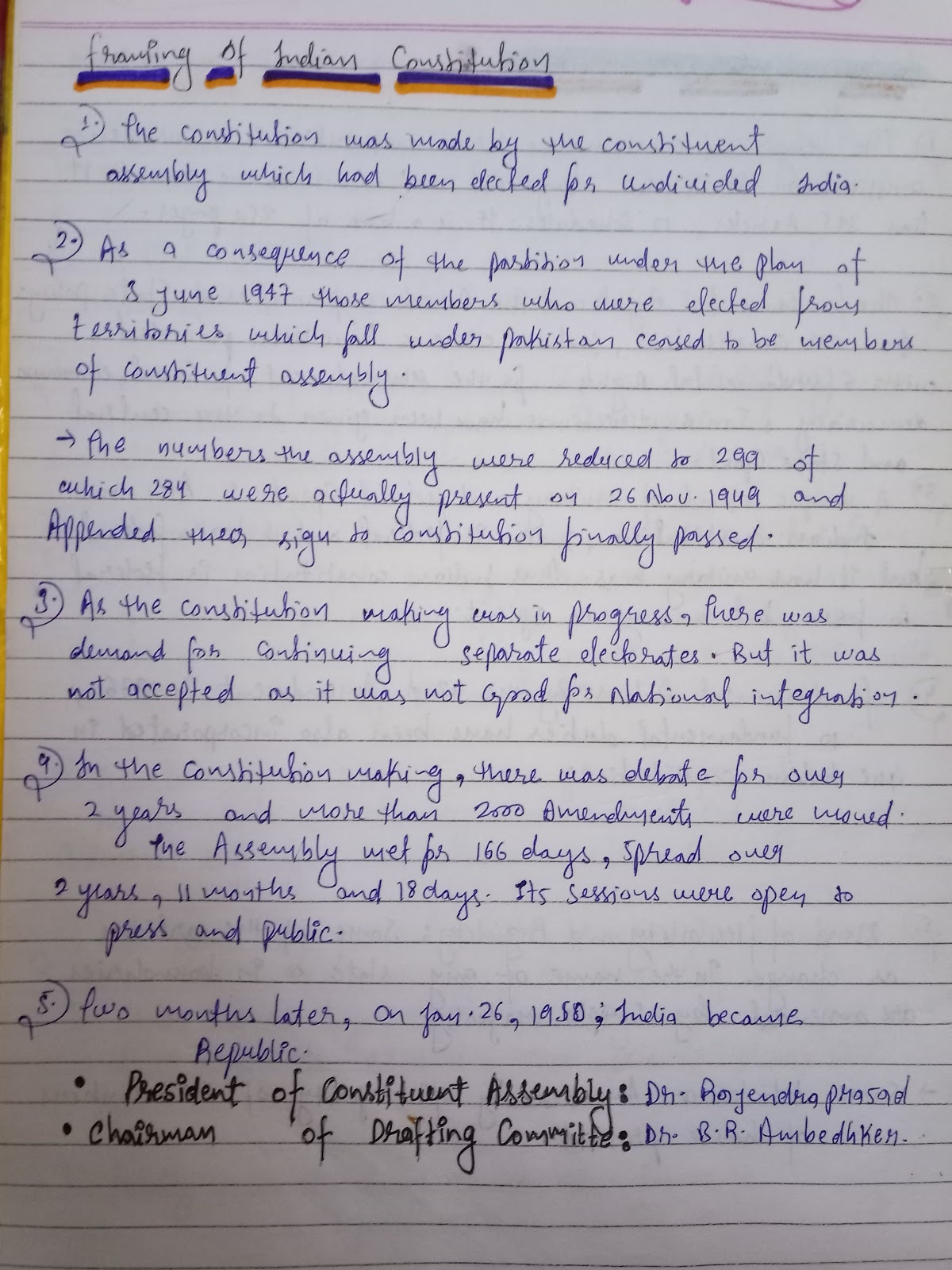 handwritten notes: Handwritten Notes of CONSTITUTION: WHY AND HOW ...