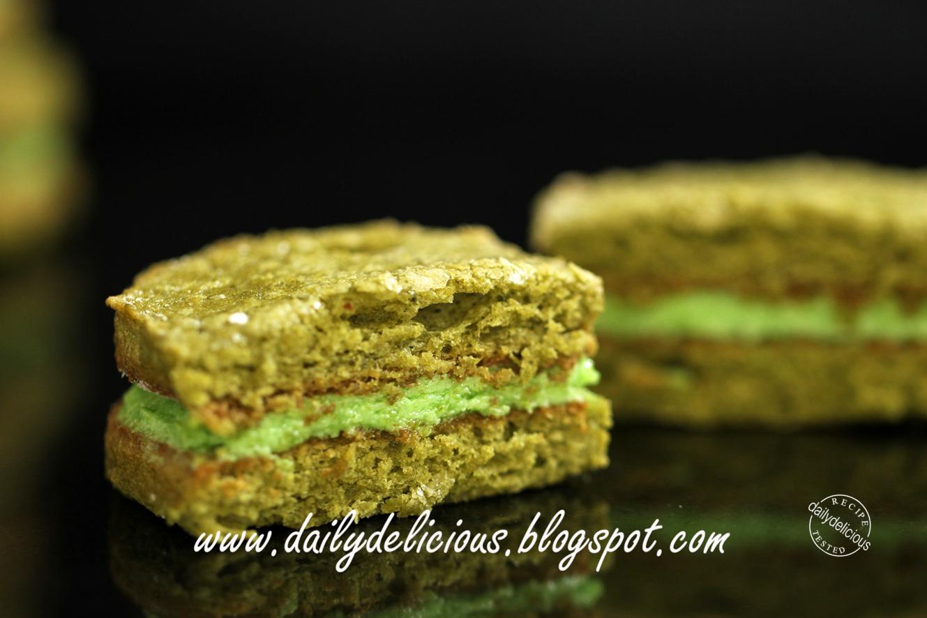 dailydelicious thai: Green tea Dacquoise: Delicious sandwich cookies