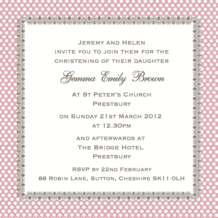 CocoCards: Christening invitation wording - just some ideas