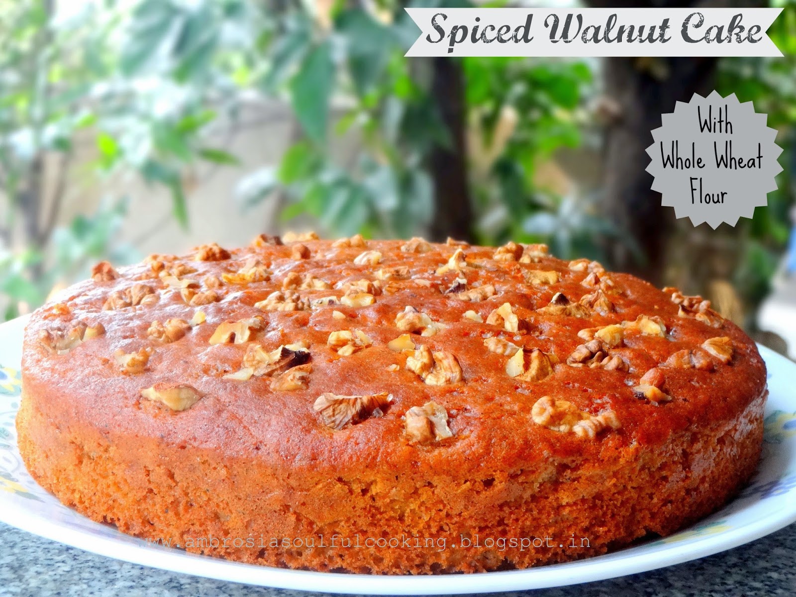 Spiced Walnut Cake (With Whole Wheat Flour and Butter Free) | Ambrosia
