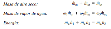 Psicrometría : Mezcla adiabatica de flujo de aire.