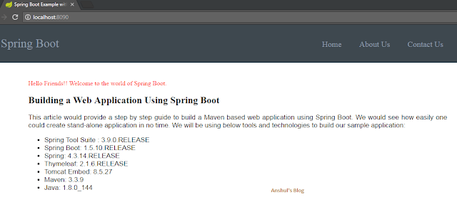 Anshul's Blog: Create your first Spring Boot web application with Maven & Thymeleaf: 4 Steps ...