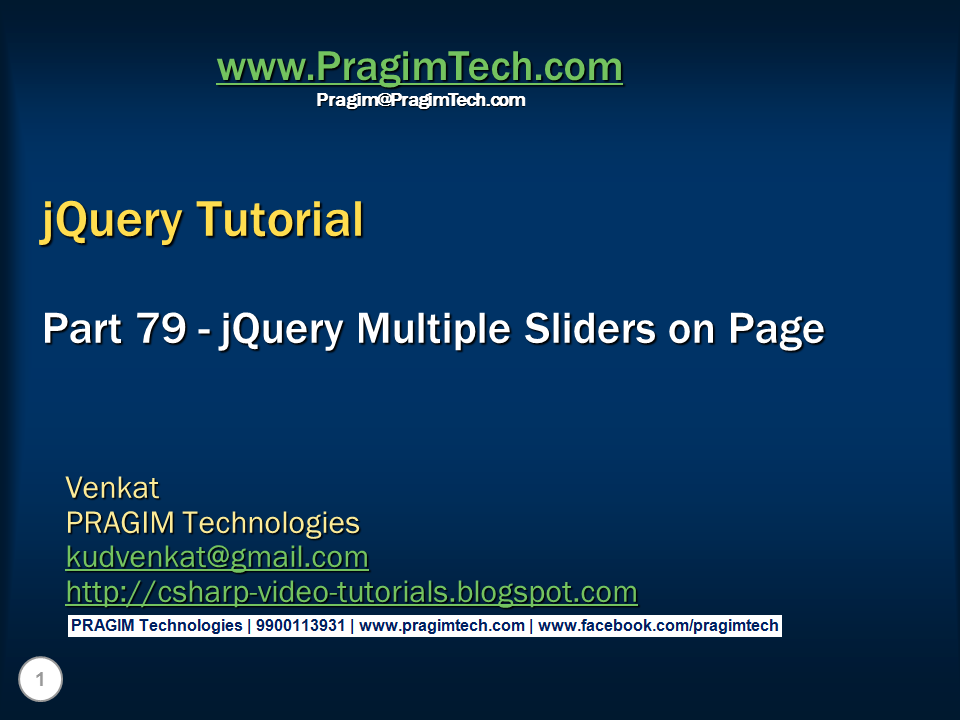 Sql server, .net and c# video tutorial: jquery multiple sliders on page