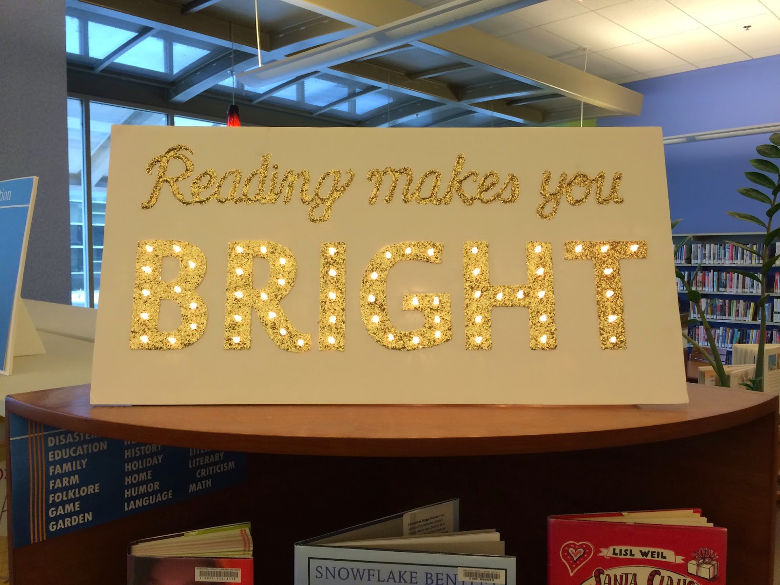 Literary Hoots: Library Display: Reading Makes You Bright