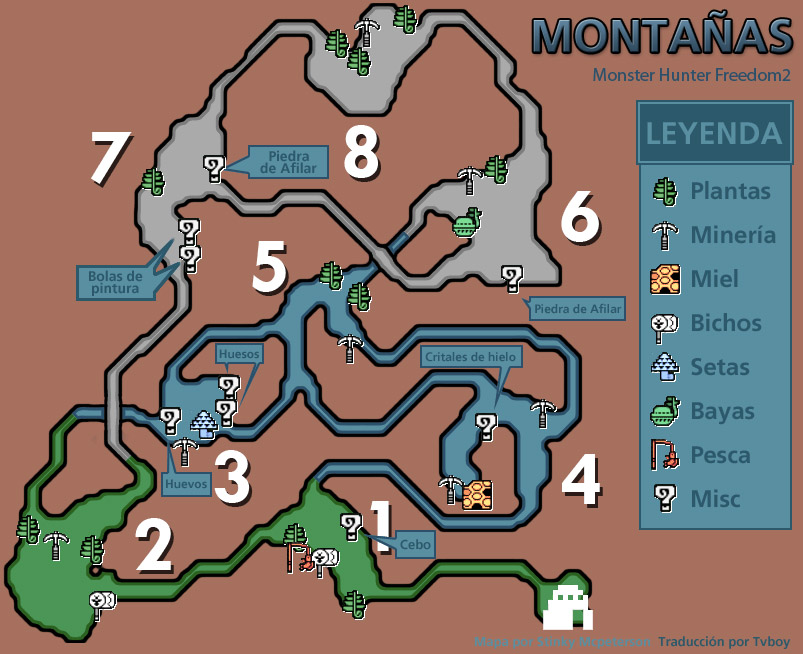 Monster Hunter Freedom United: Mapas de las zonas