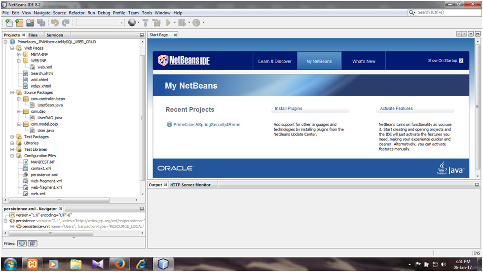 Javapassion Primefaces5jpa Hibernate 5 Crud Using Netbeans802 And Mysql Database Server
