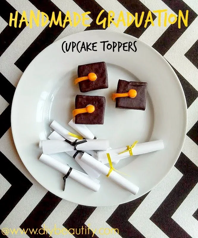 Homemade Fondant and DIY Grad Cupcake Toppers - DIY Beautify - Creating ...