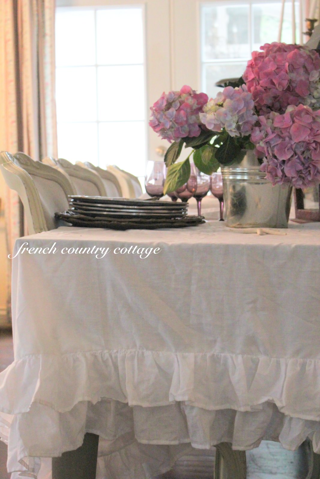 Shabby Ruffled Tablecloth - FRENCH COUNTRY COTTAGE