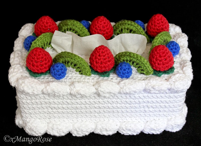 xMangoRose: Amigurumi Fruit Cake Tissue Box Cover and Ice Dragon