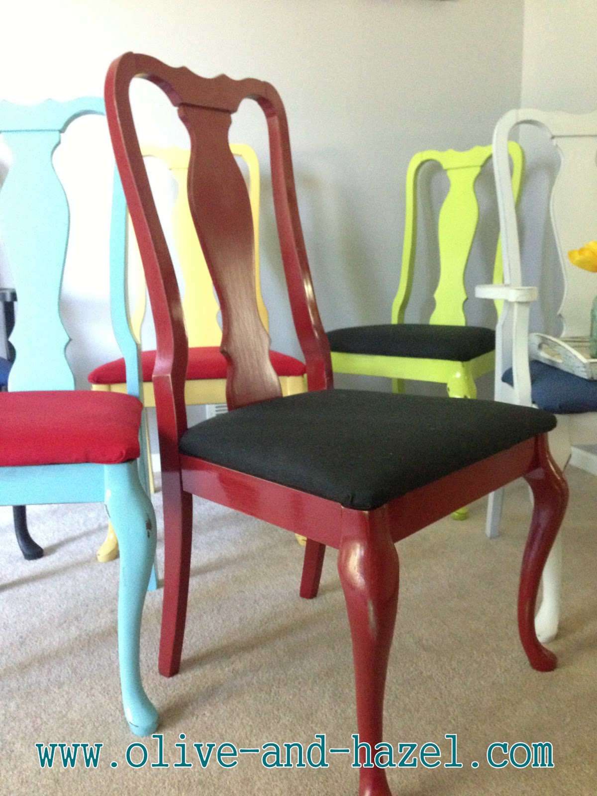 olive + hazel decor co.: Multi-colored custom chairs!