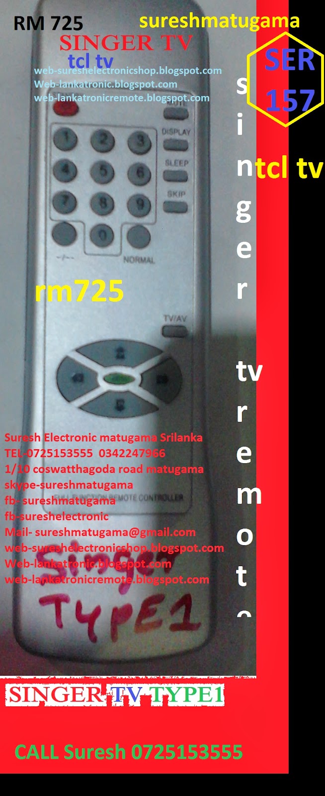 Lankatronic Remote: SINGER TV REMOTE TCL TV REMOTE