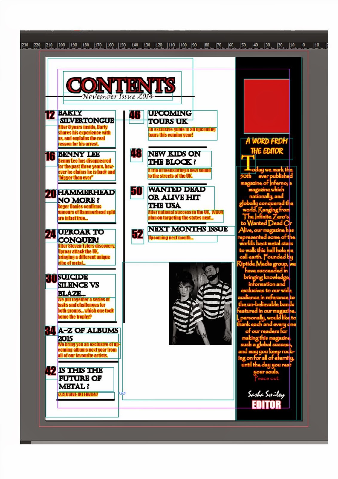 Sashas Media Blog!: Work in progress: Contents Page