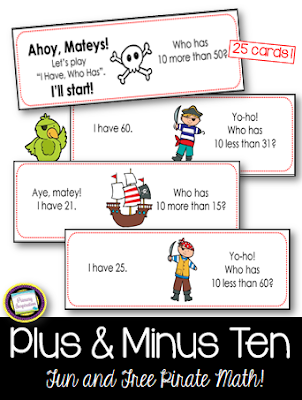 Pirate Day Math with Adding and Subtracting Tens - Classroom Freebies