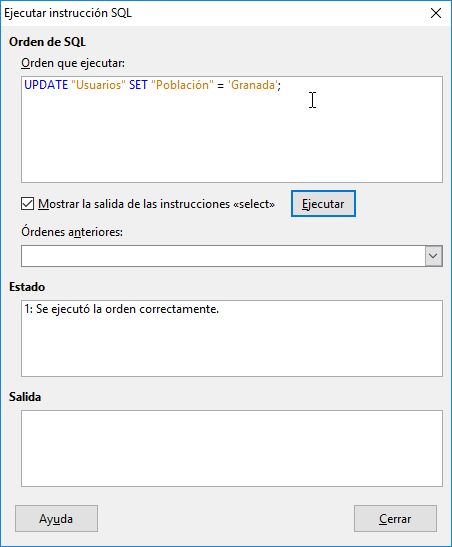 actualizar contenido con SQL en LibreOffice Base (XXX) | Aplicaciones ...