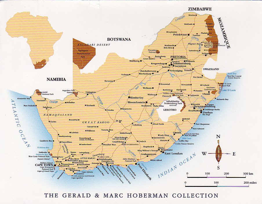 Postcard A La Carte: South Africa - Country Map Postcards