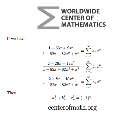 The Center of Math Blog: Ramanujan's Sum Identity