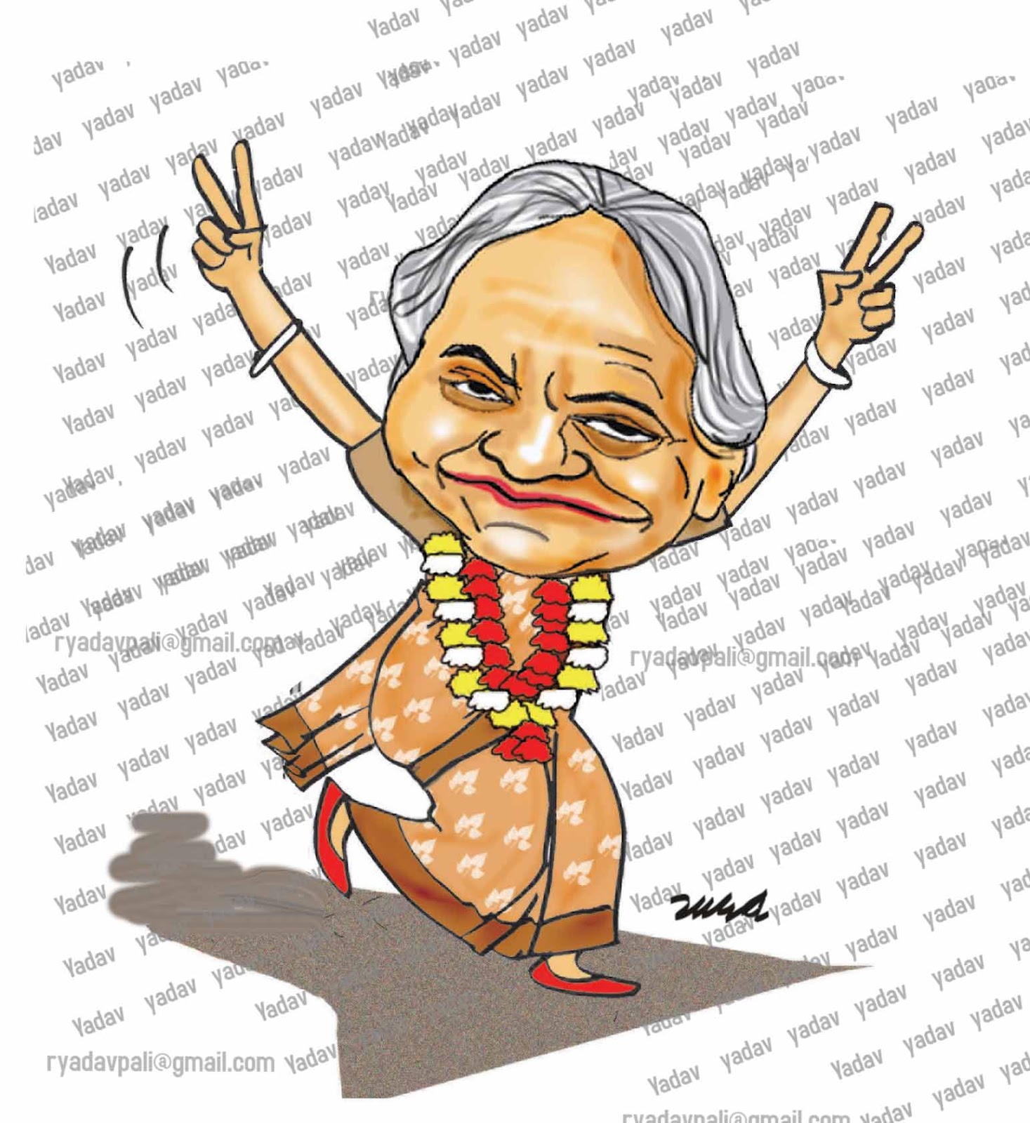 indian caricature: shila dixit caricature cartoon