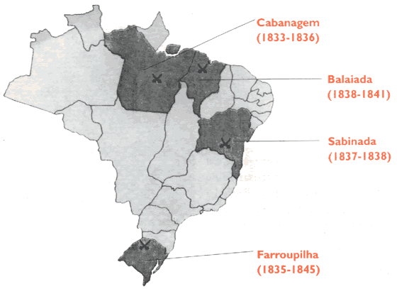 Período Regencial: Mapa do Período Regencial