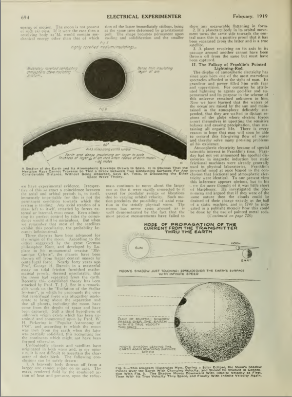 Nikola Tesla Writes About Moon Rotation, Lightning Rods and Wireless ...