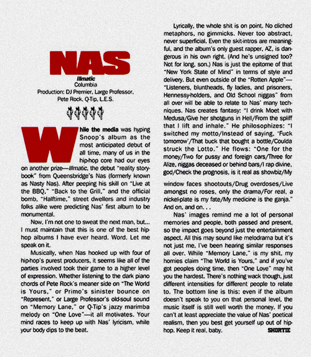Hip-Hop Nostalgia: Nas "Illmatic" (The Source Album Review, 1994)