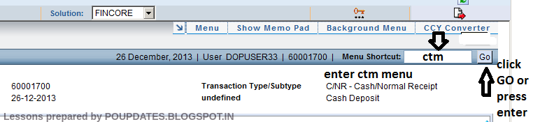 FINACLE TRAINING LESSON 9 [COUNTER TRANSACTIONS]