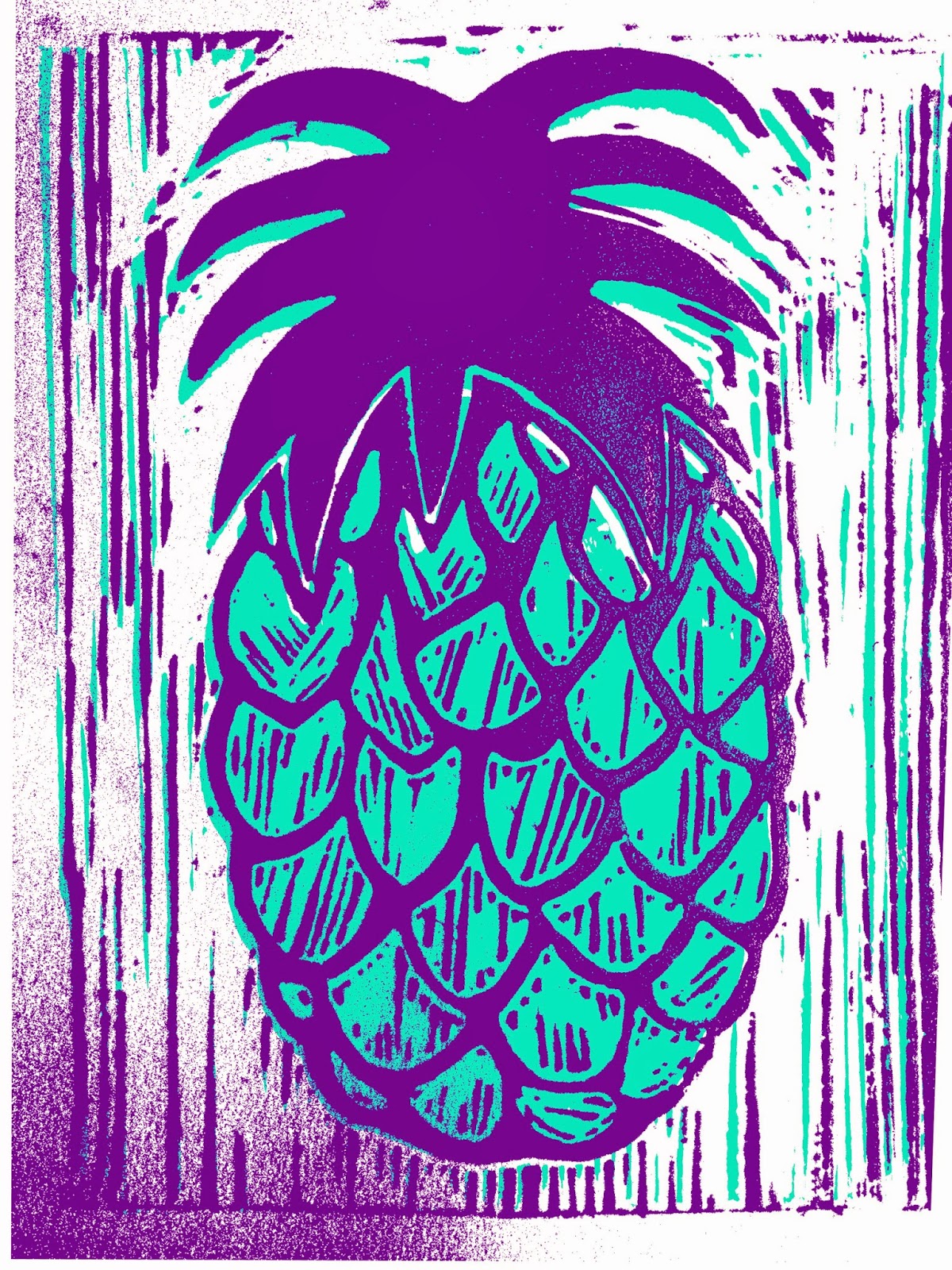 Jasmine Floyd UNIT 4 graphics: Pineapple lino print experiment.