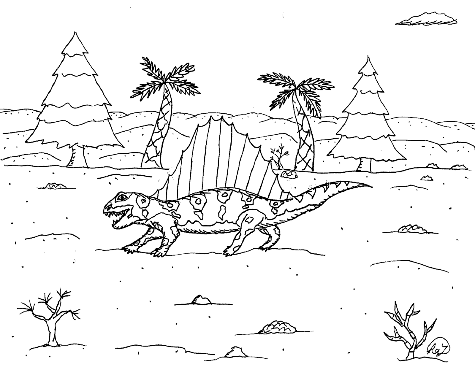 Robin's Great Coloring Pages: Ouranosaurus, Spinosaurs, and Dimetrodon ...