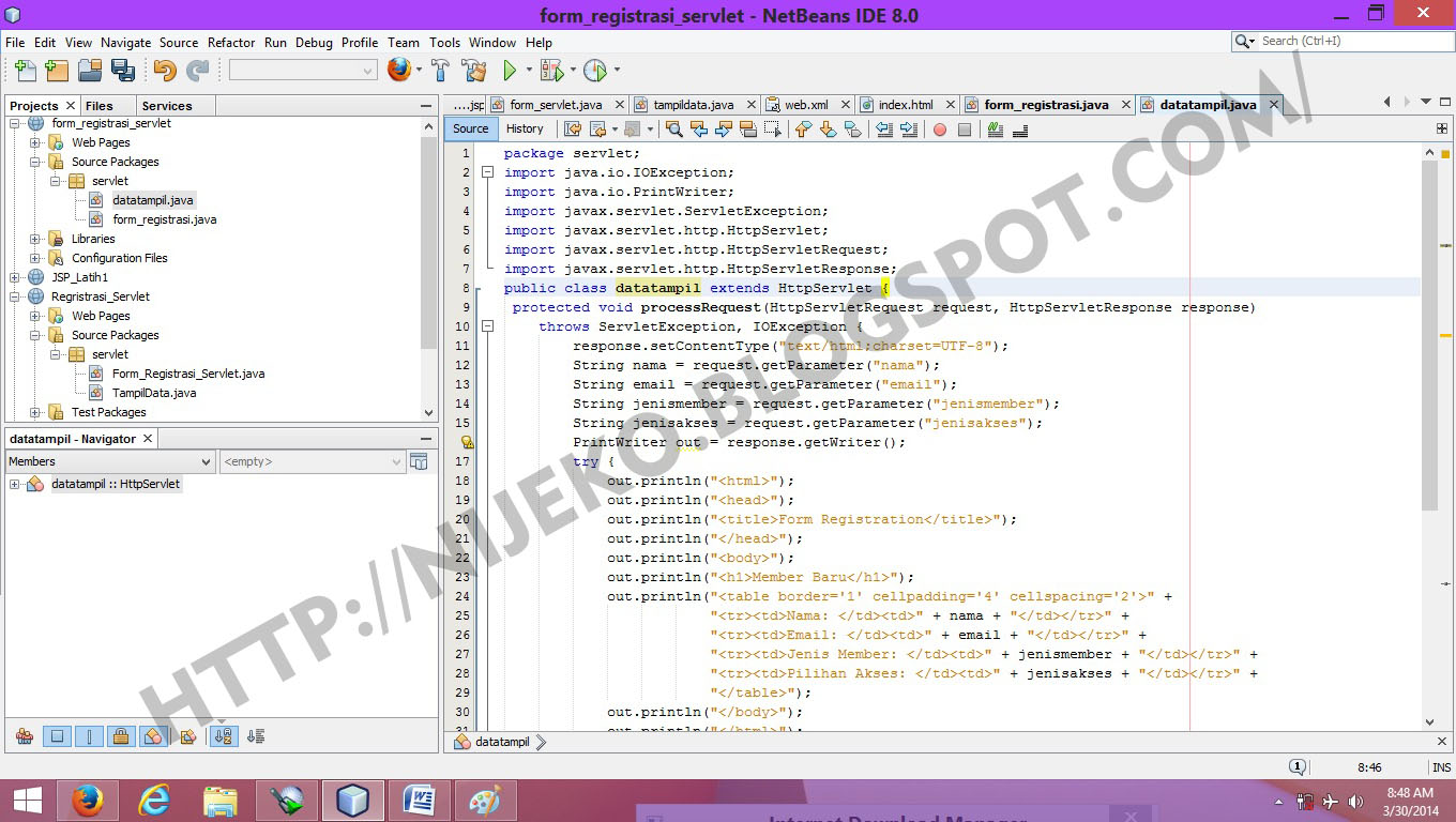 Contoh Java Web Program Servlet Membuat Form Registrasi - NIJEKOblog