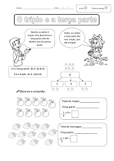 Ficha de Matemática Com o Triplo e Terça Parte