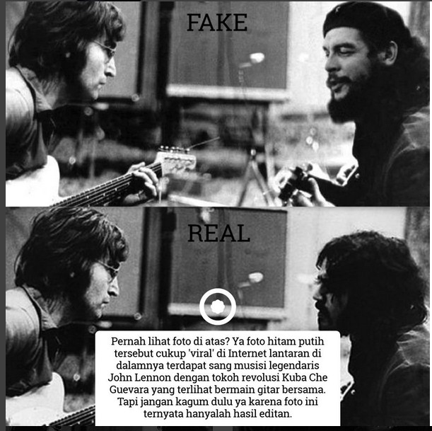 Mitos potret dari John Lennon yang sedang latihan gitar dengan Wayne ...